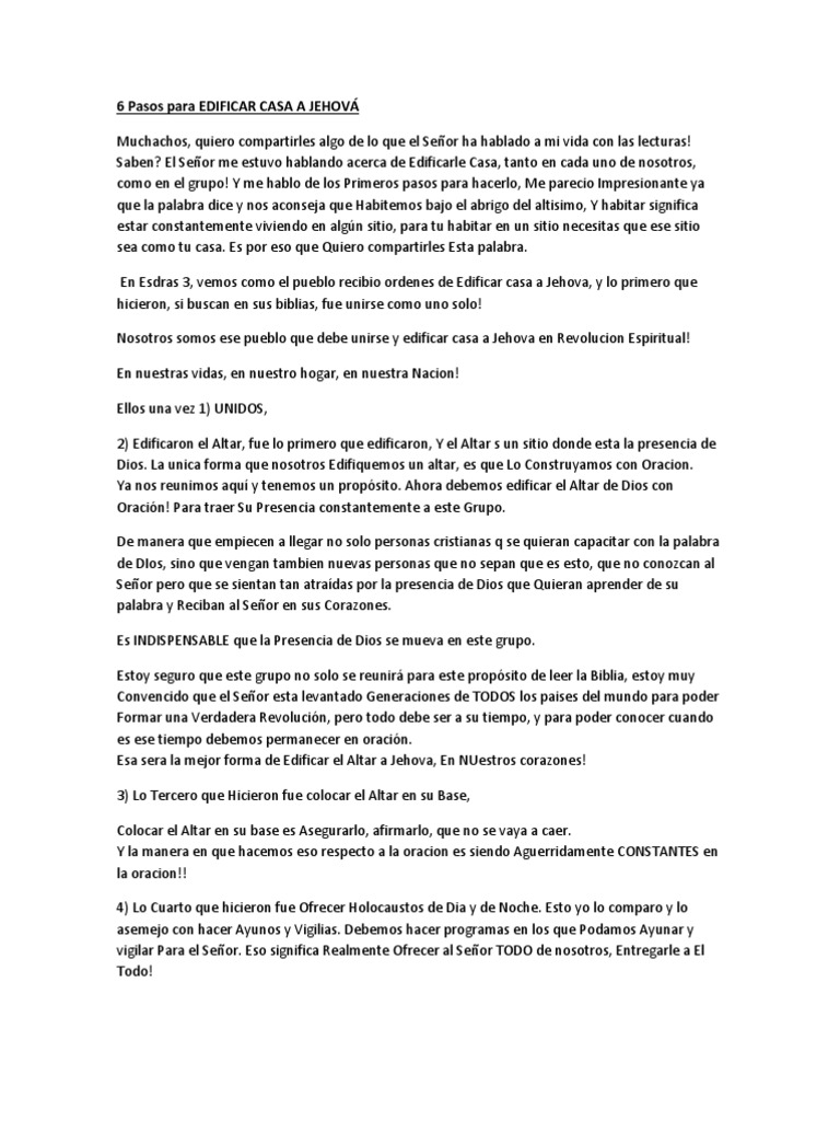 6 Pasos para EDIFICAR CASA A JEHOVÁ - Jack | PDF | Dios | Oración
