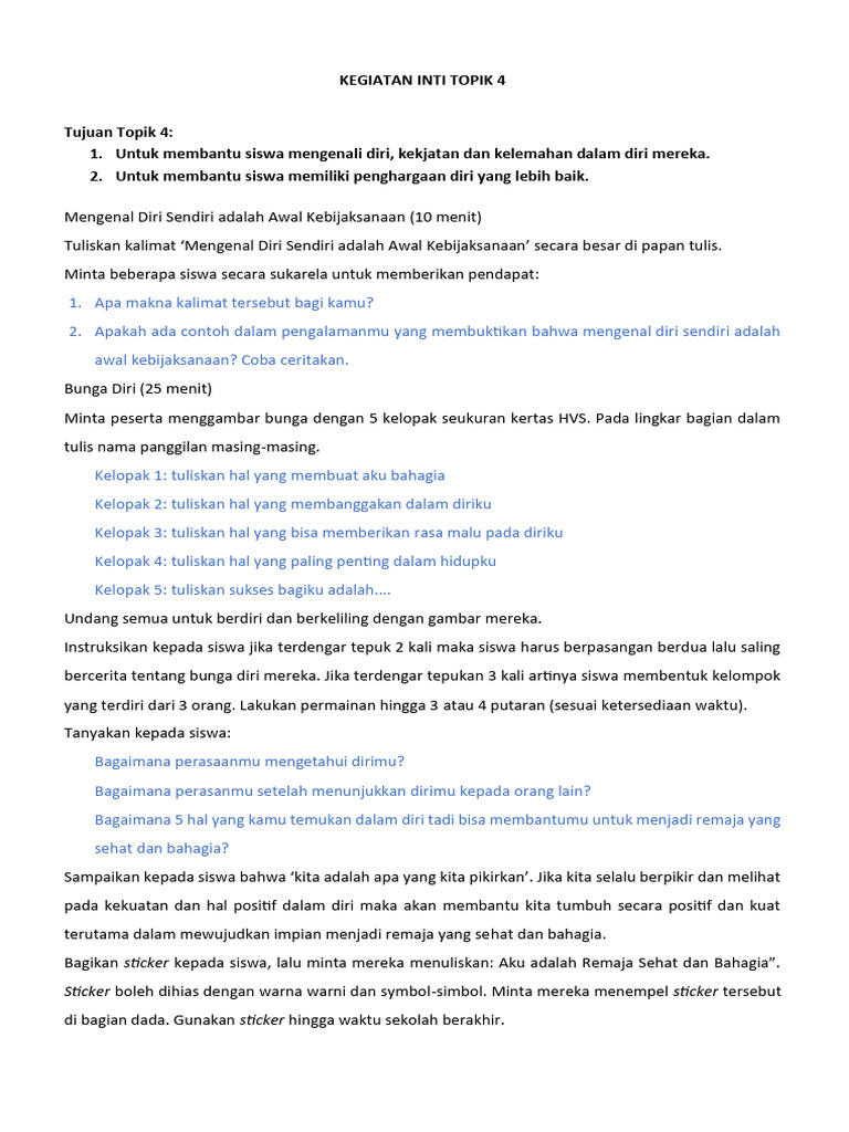 Kegiatan Inti Topik 4 | PDF