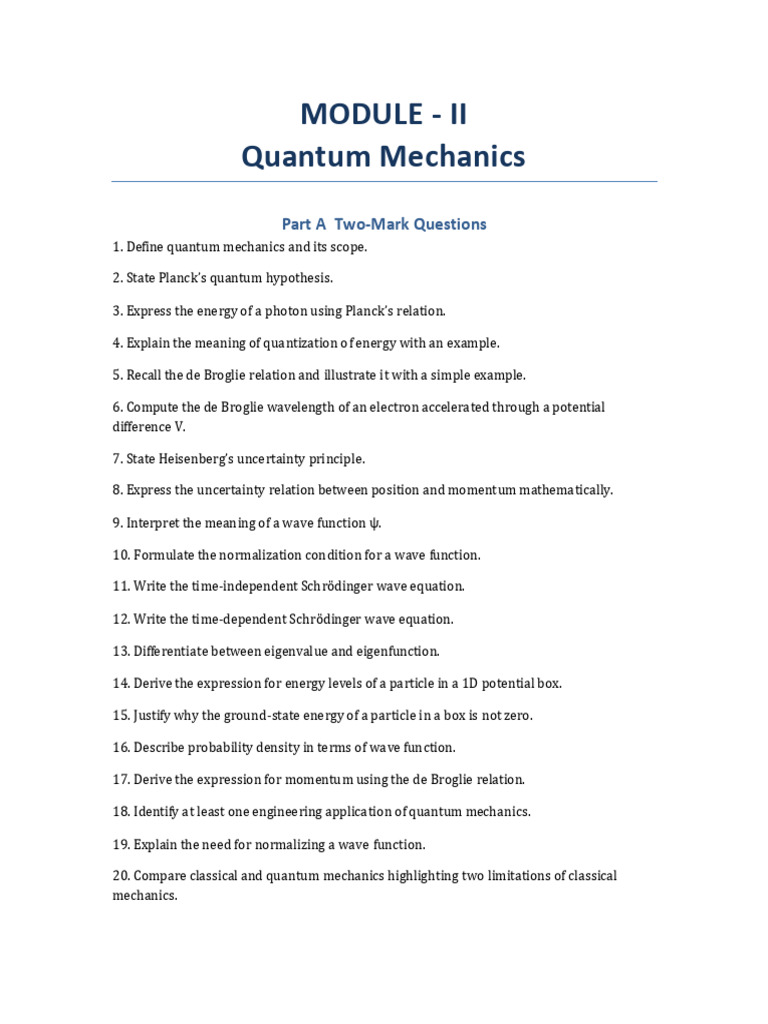 Quantum Mechanics Concepts and Problems | PDF | Schrödinger Equation ...