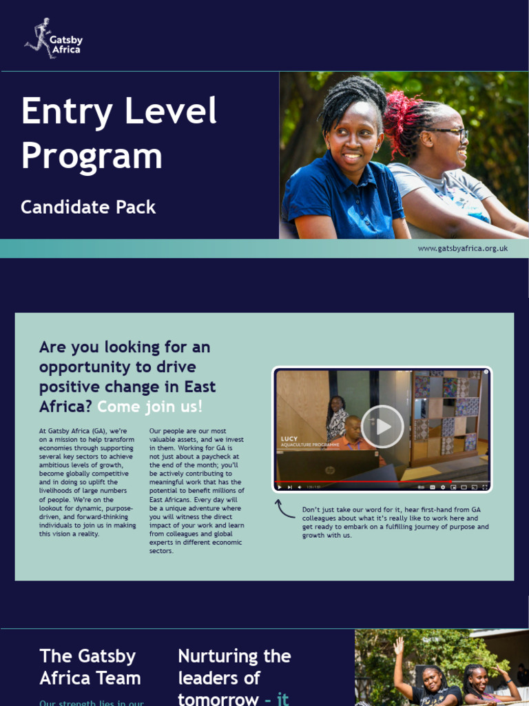 Gatsby Africa Entry Level Program Job Pack | PDF | Cognition | Learning