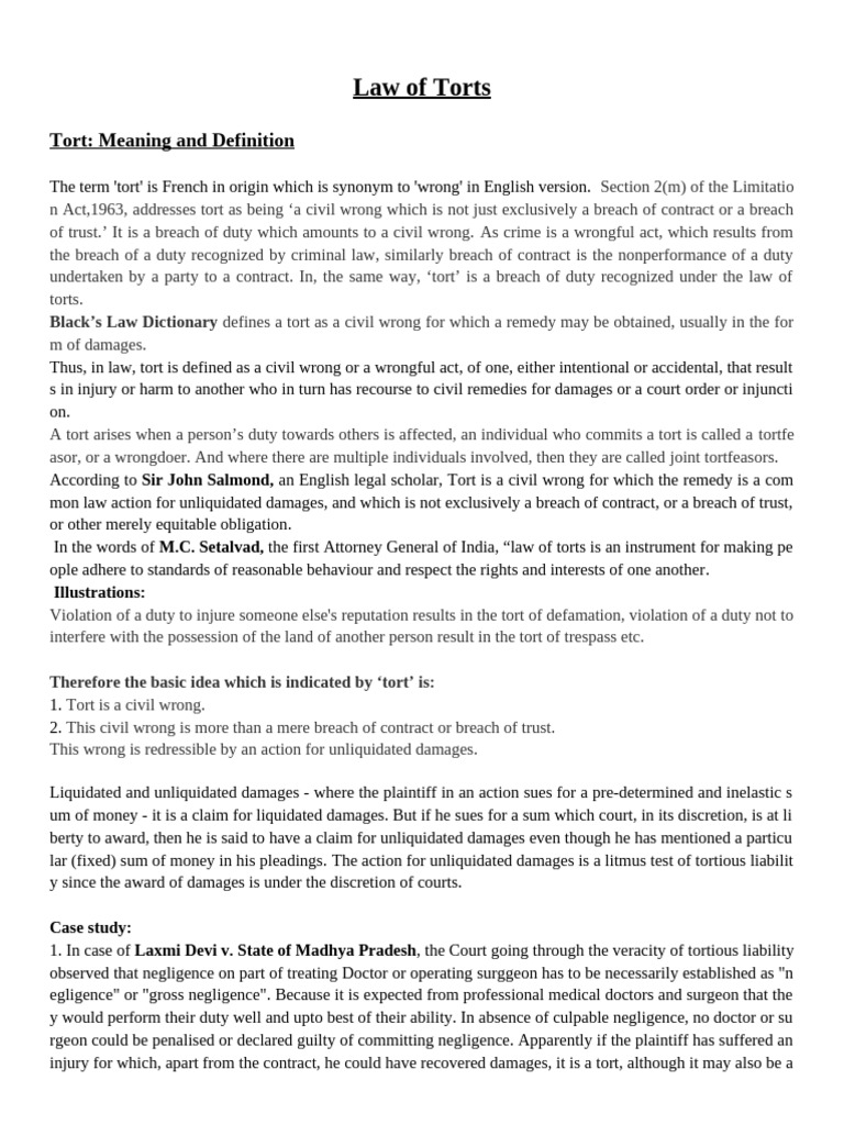 Understanding the Law of Torts | PDF | Negligence | Defamation
