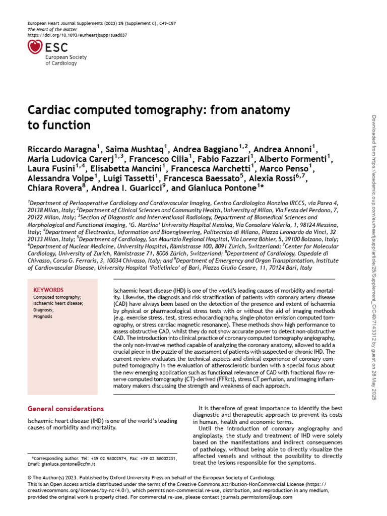 Cardiac CT: Anatomy to Function Insights | PDF | Atheroma | Ct Scan