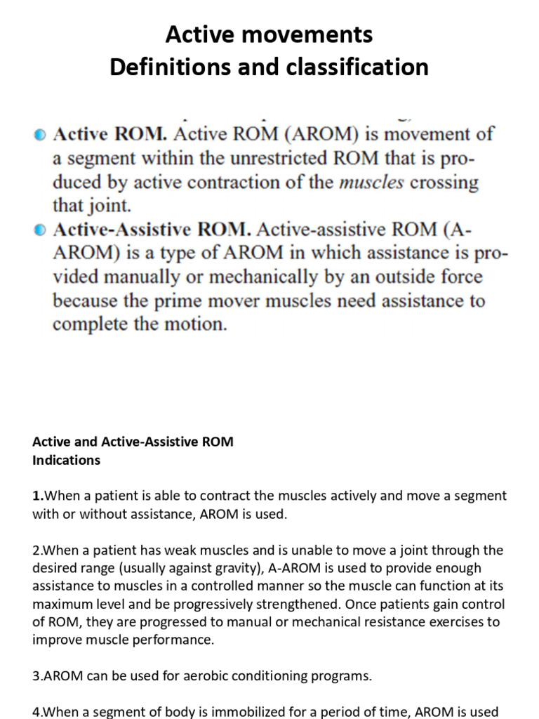 T.Ex.1. AROM | PDF | Medical Specialties | Diseases And Disorders