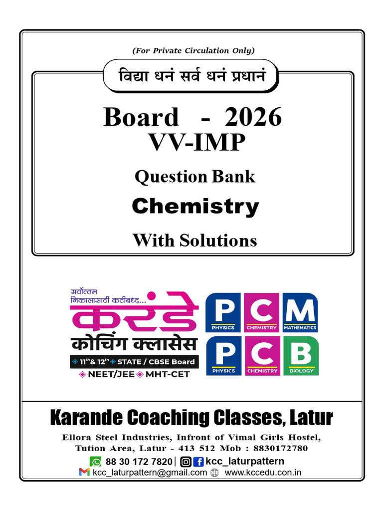 Chemistry IMP 2026 | PDF | Osmosis | Ketone