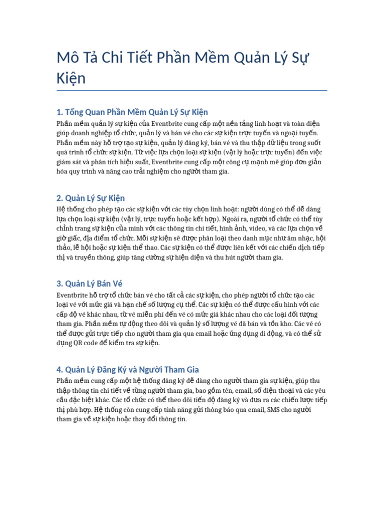 Mo Ta Chi Tiet Phan Mem Quan Ly Su Kien | PDF