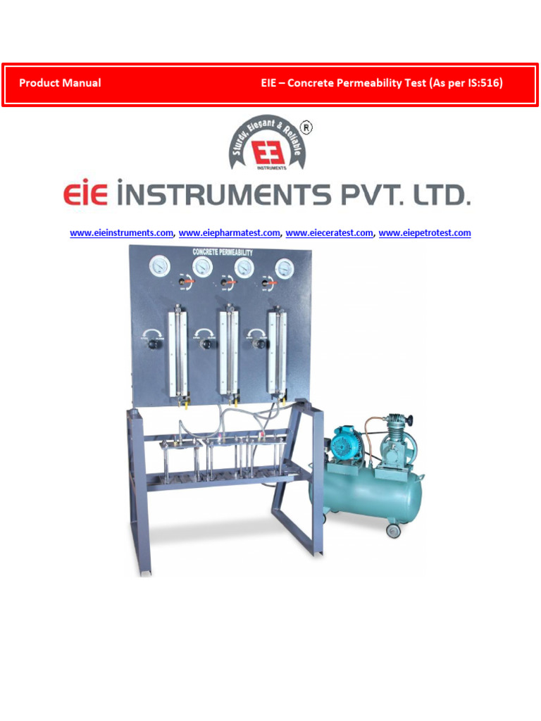 EIE Concrete Permeability Test Manual | PDF | Concrete | Valve
