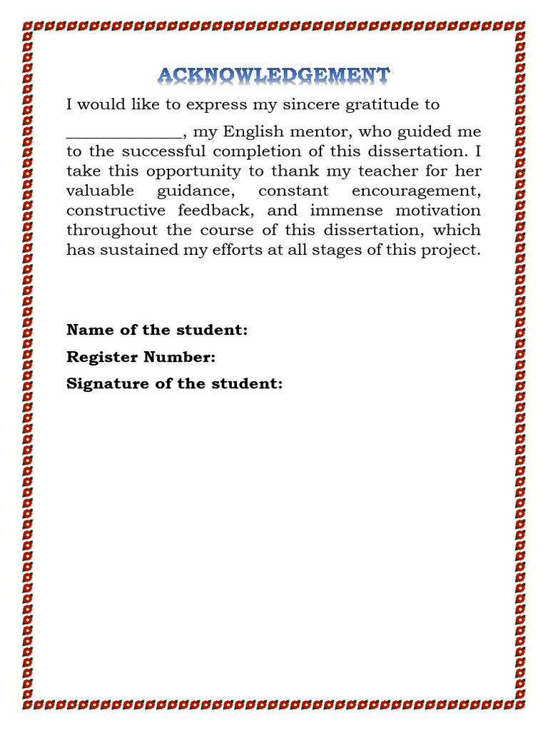 Acknowledgement - Project Work | PDF