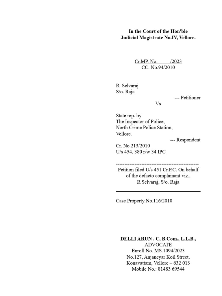 451 Crpc (Return of CP) | PDF | Common Law | Crimes