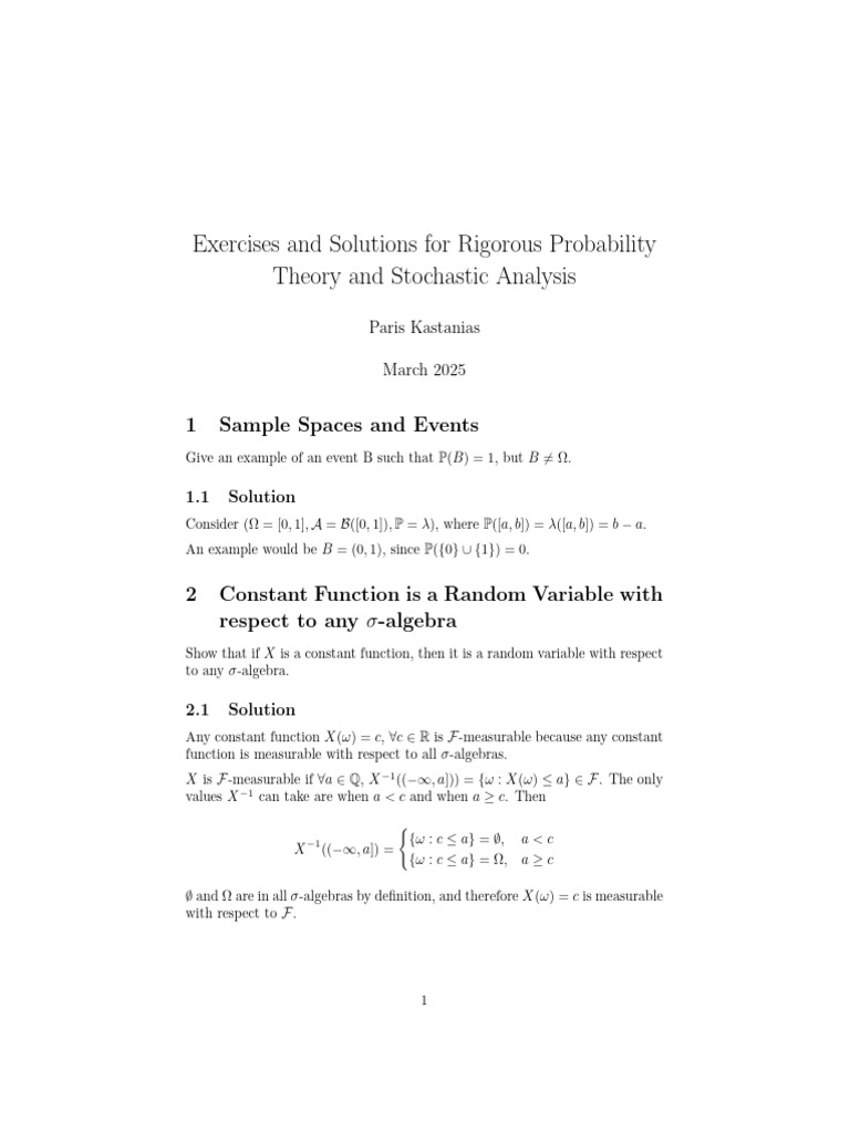 Exercises_and_Solutions_for_Rigorous_Probability_Theory_and_Stochastic_Analysis (1) | PDF ...