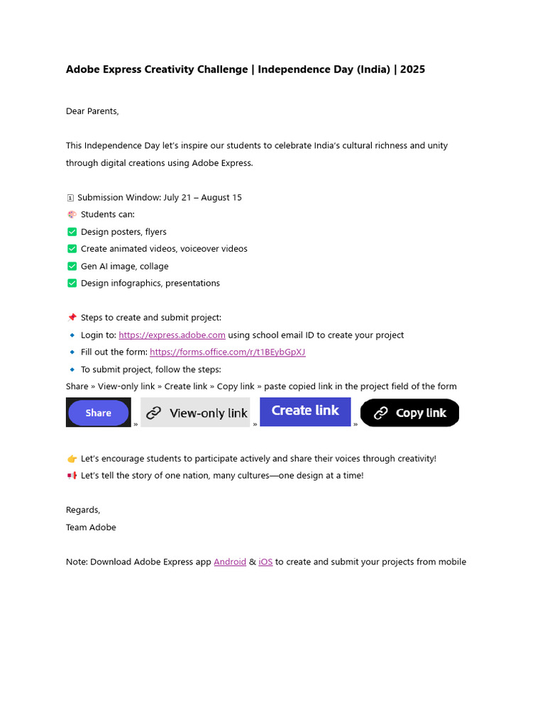 Adobe Express Creativity Challenge Message | PDF