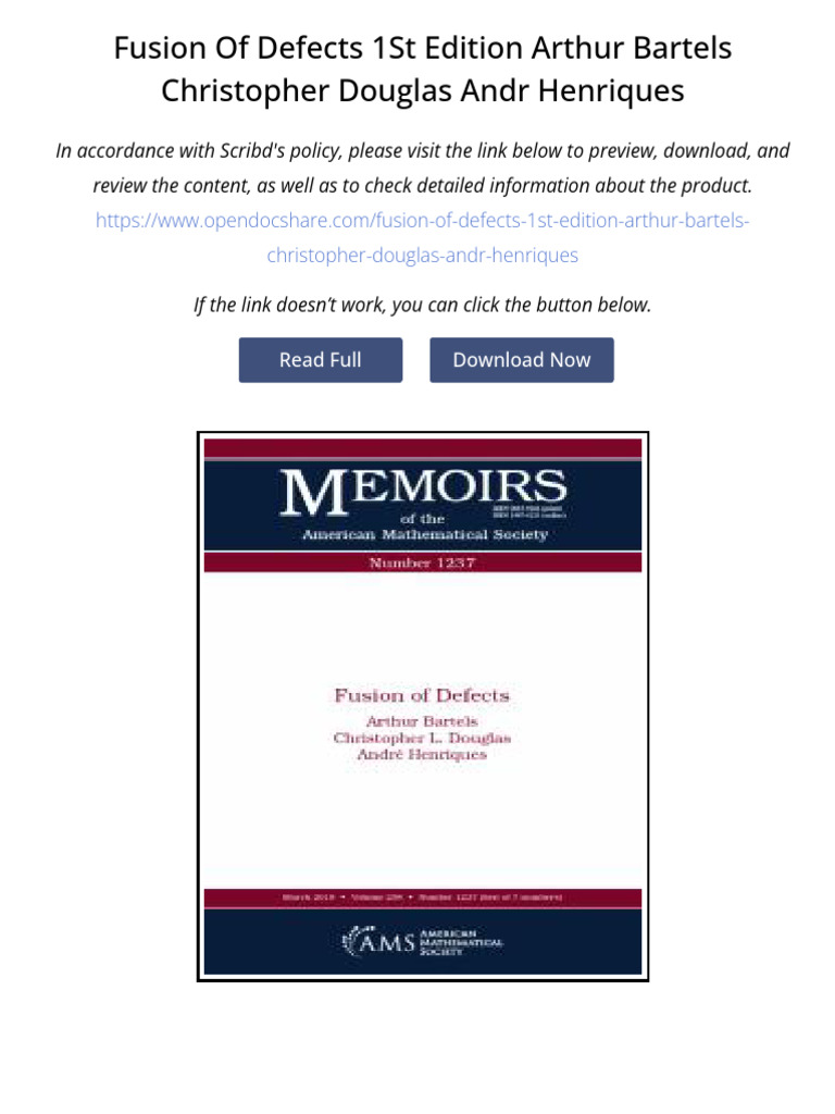 Fusion Of Defects 1st Edition Arthur Bartels Christopher Douglas Andr ...