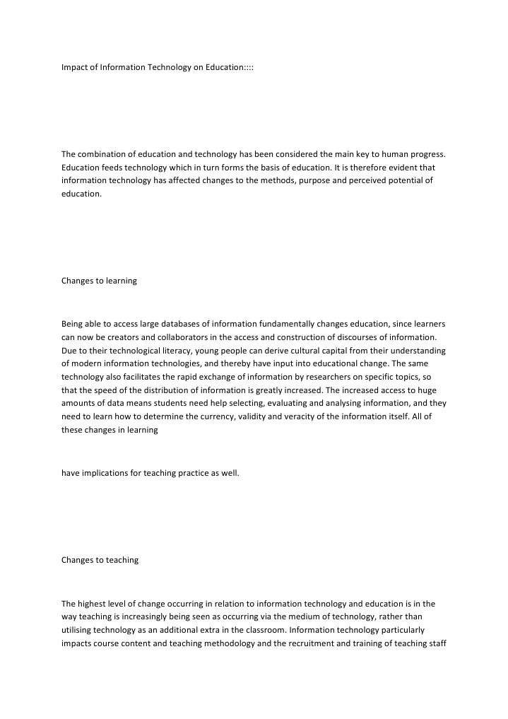 Impact of Information Technology On Education | PDF | Information ...