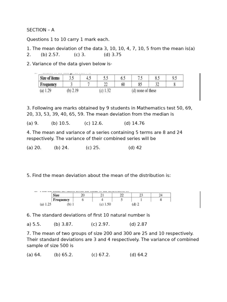 Statistics Class 11th | PDF | Variance | Standard Deviation