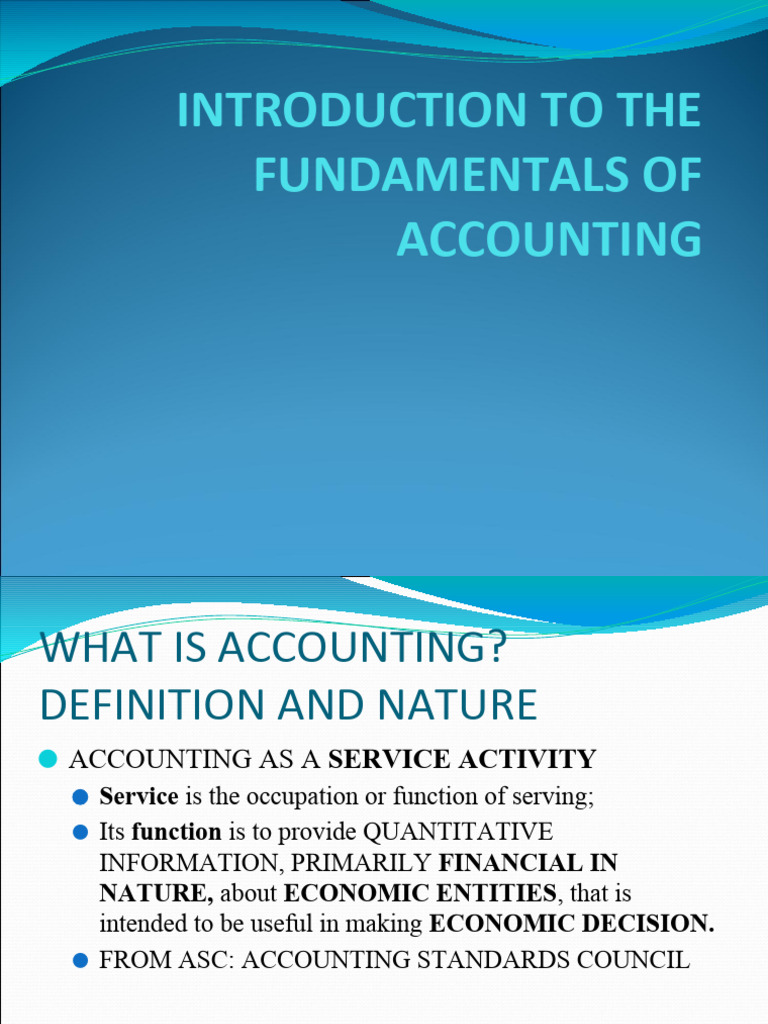 Introduction to the Fundamentals of Accounting Ppt | PDF | Accounting ...