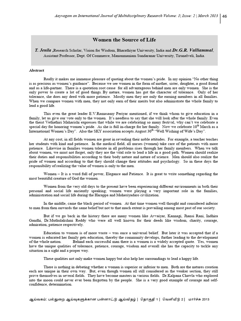 Celebrating Women's Role in Society | PDF | Patience