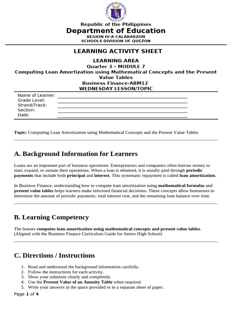 Las Business Finance Module 7 Students | PDF | Interest | Present Value