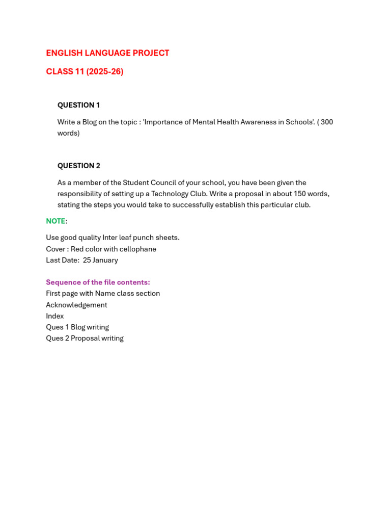 English Language Project | PDF
