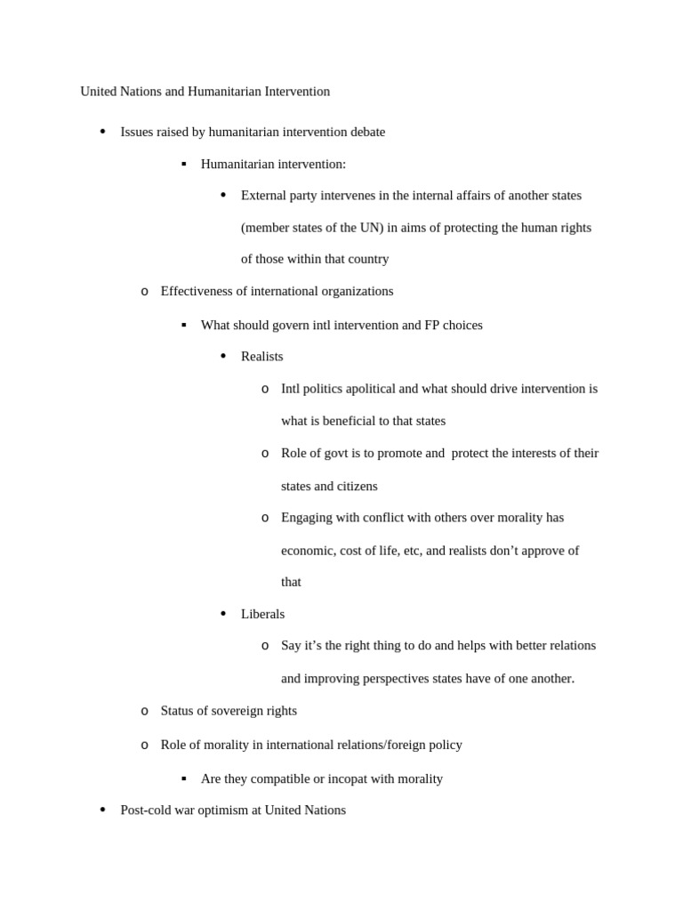 Humanitarian Intervention and Sovereignty Debate | PDF | Responsibility ...