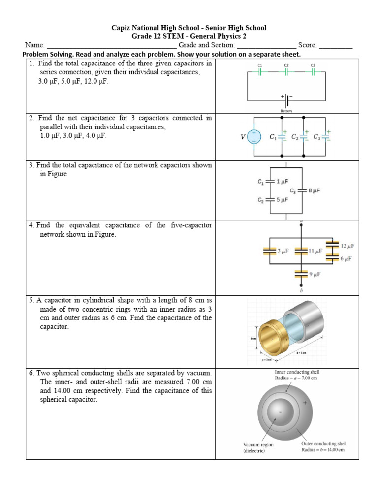 Capacitors Exercisesl | PDF
