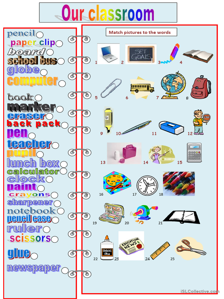School Objects Coloring and Exercises | PDF