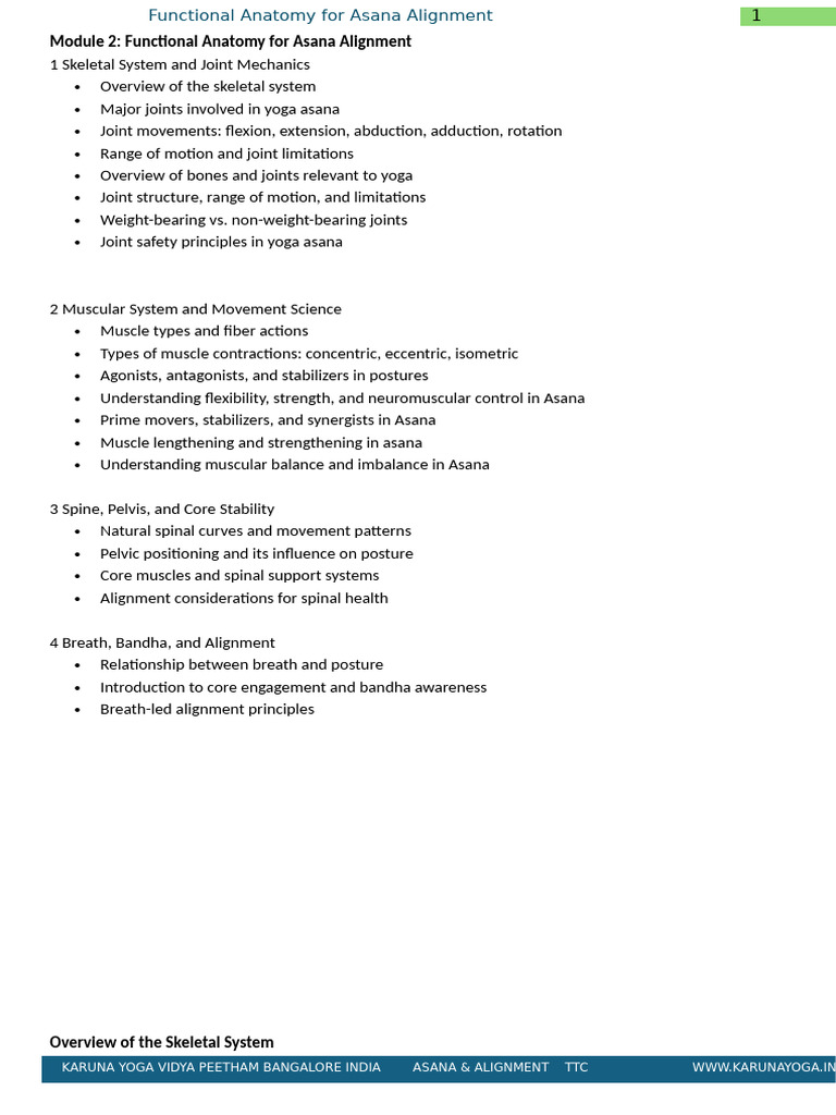 Module 2 Functional Anatomy For Asana Alignment | PDF | Anatomical ...
