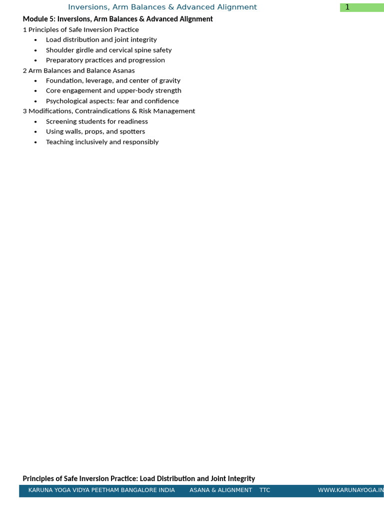 Module 5 Inversions, Arm Balances & Advanced Alignment | PDF | Asana ...