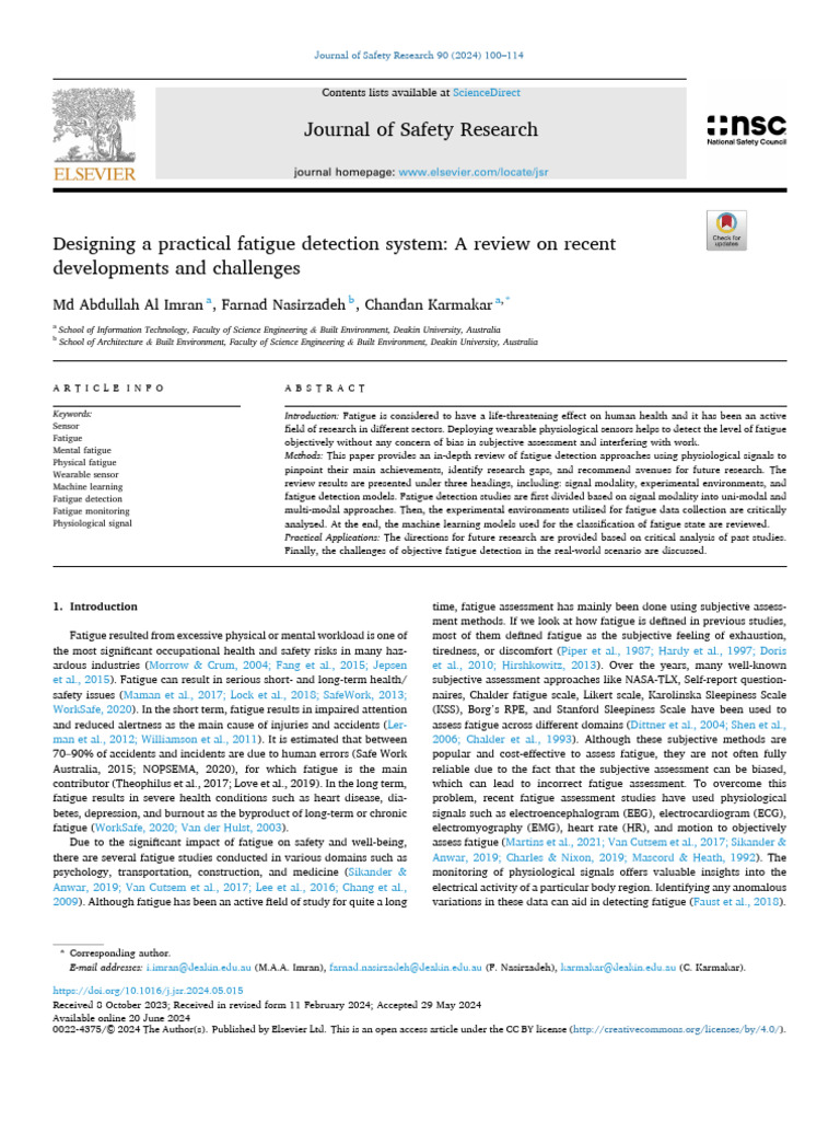Designing A Practical Fatigue Detection System A Revie 2024 Journal of ...