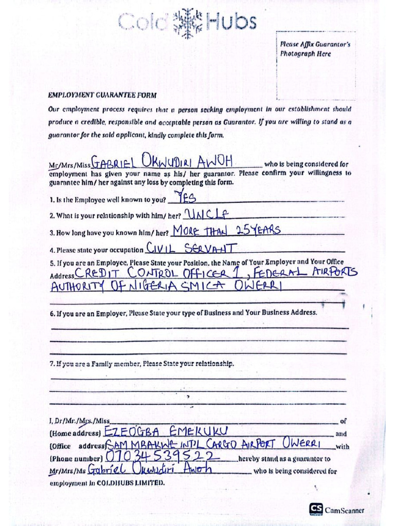 Guarantors Form | PDF