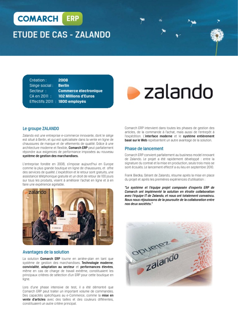 Zalando : Leader Européen du E-commerce | PDF | Commerce électronique | Progiciel de gestion intégré