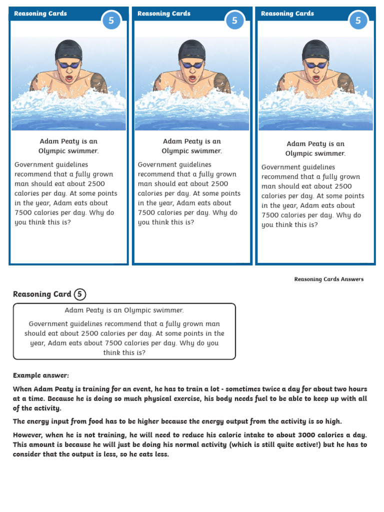 Reasoning Cards | PDF | Food Energy | Nutrition