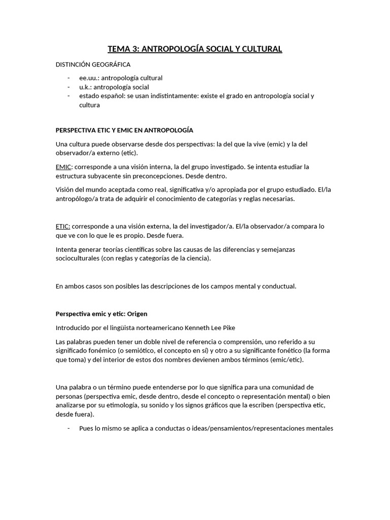 tema 3 antropo | PDF | Antropología | Educación en artes liberales