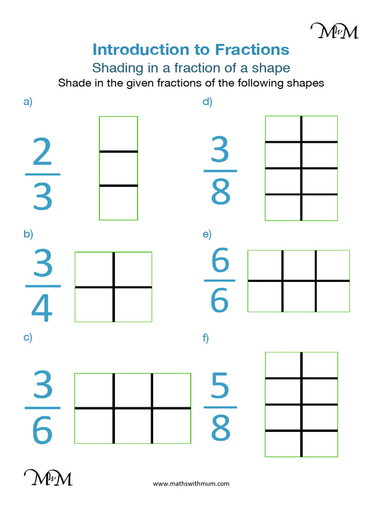 Shading Fractions in Shapes Guide | PDF