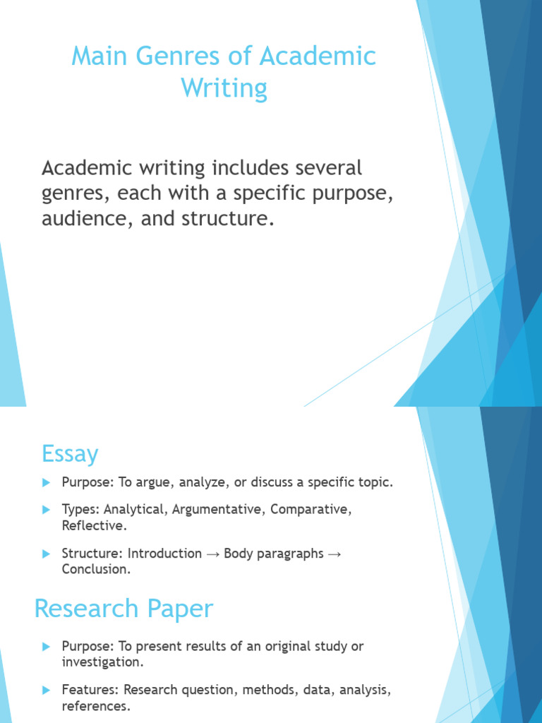 Key Genres of Academic Writing | PDF | Abstract (Summary) | Essays