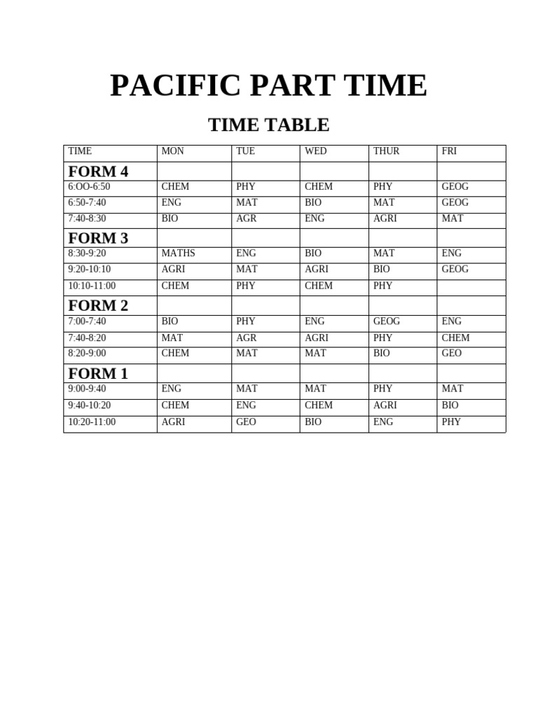 Time Table | PDF
