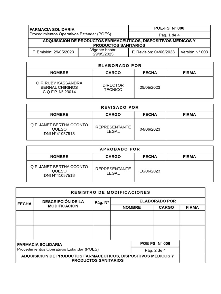 POE006 ADQUISICION DE PF, DM Y PS | PDF | Farmacia | Dispositivo médico