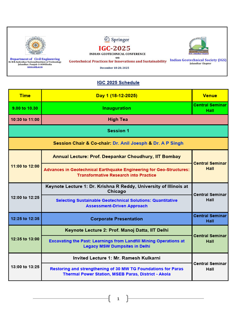 IGC 2025 Detailed Schedule | PDF | Geotechnical Engineering | Landslide