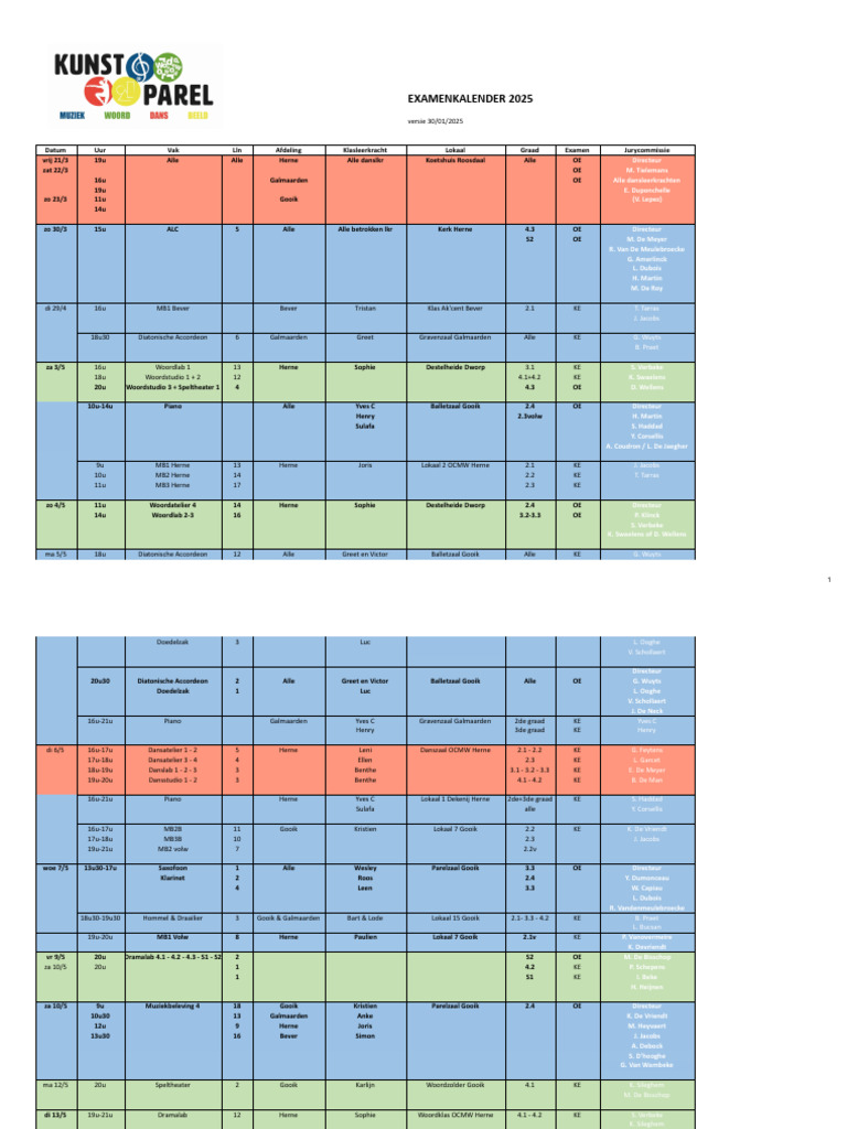 DN4 Examenplanning 2024 2025 | PDF