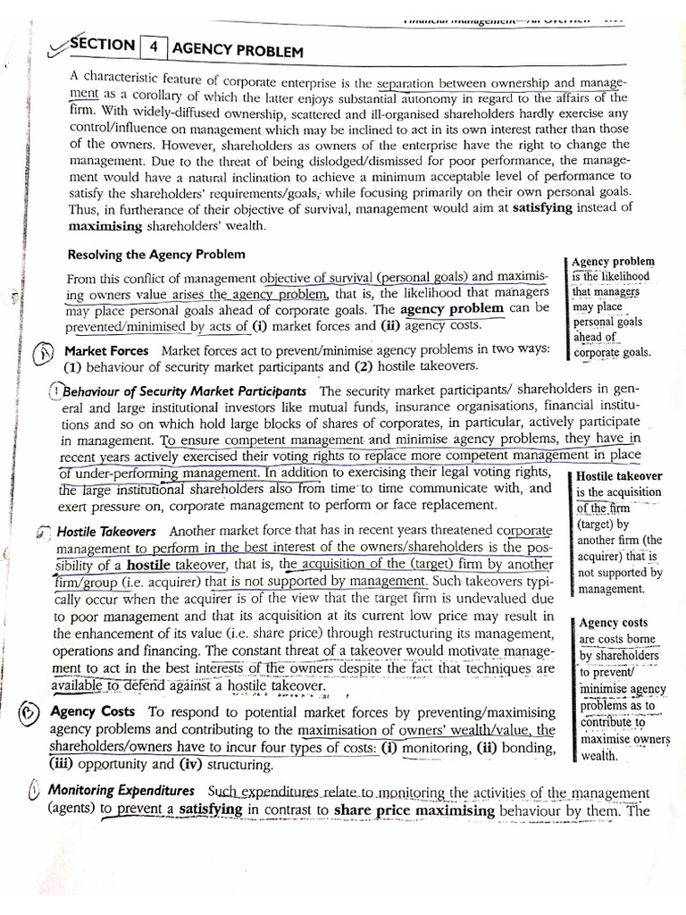 Agency Problem FM UNIT 1 | PDF