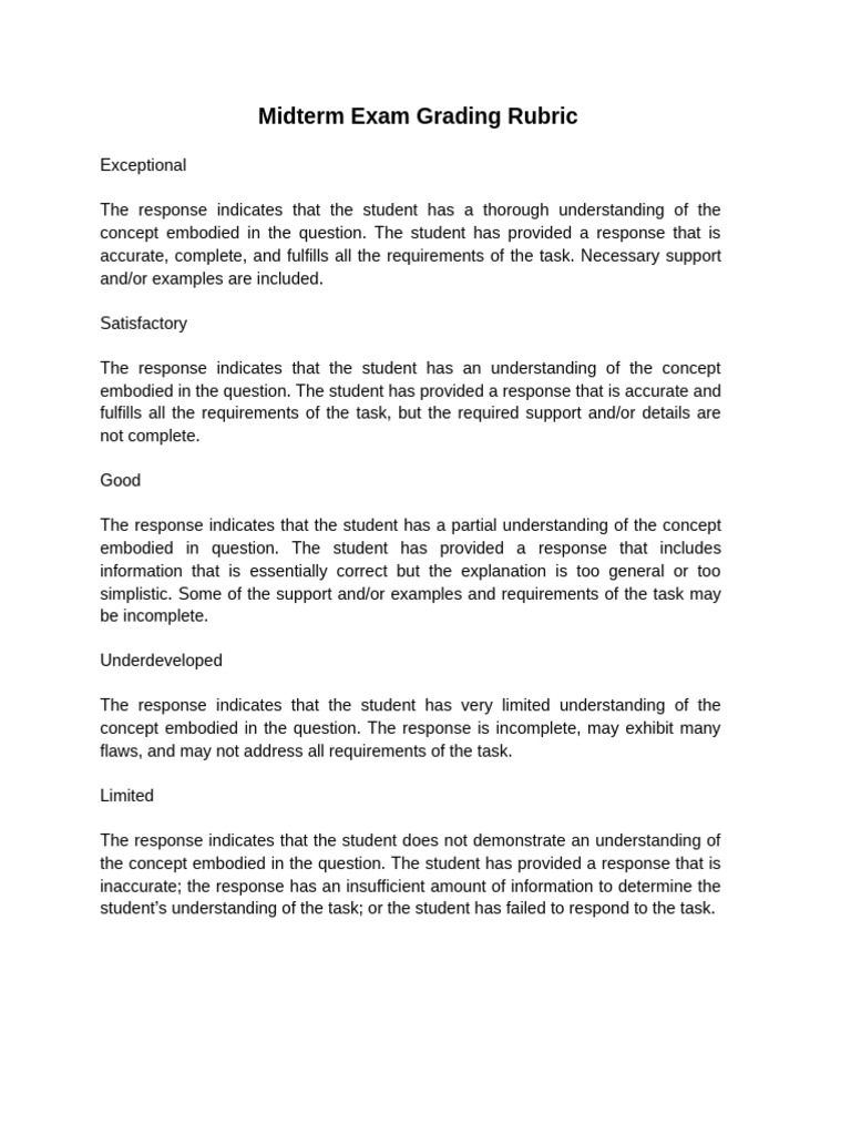 Midterm Exam Grading Criteria | PDF