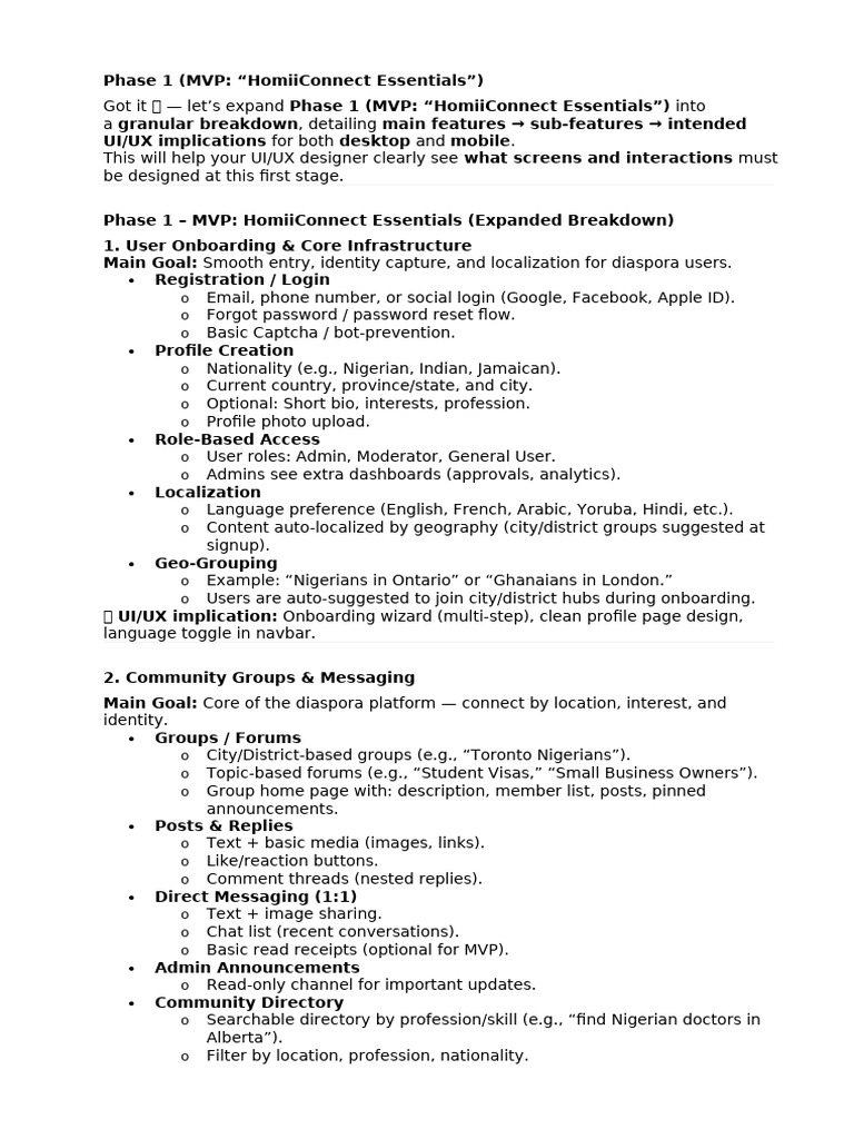 Phase 1 Development - MVP Breakdown | PDF | Internet Forum | User Interface