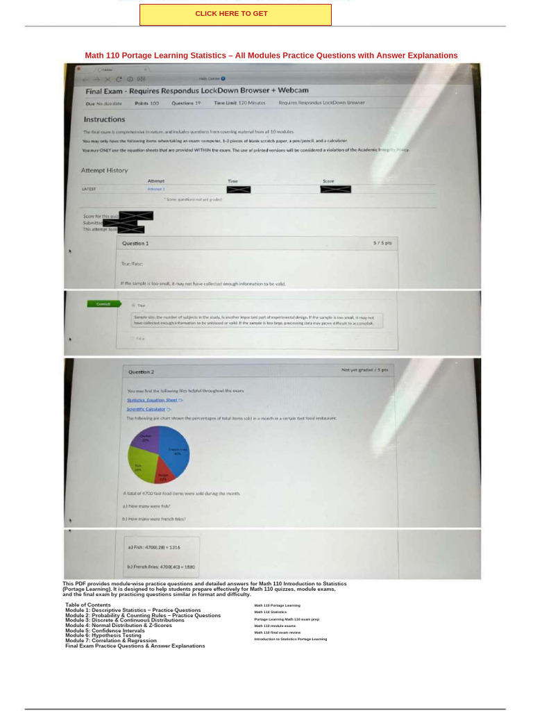 Math 110 Statistics Exam Prep Guide | PDF | Standard Error | Confidence ...