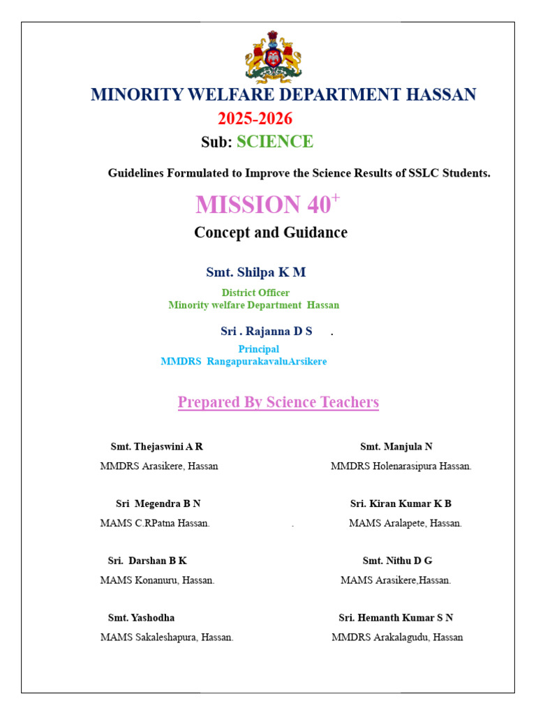 Guidelines for Improving SSLC Science Results | PDF | Salt (Chemistry ...