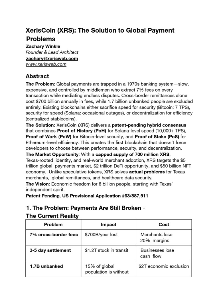 Xeris Whitepaper Final Current | PDF | Cryptocurrency | Applications Of ...