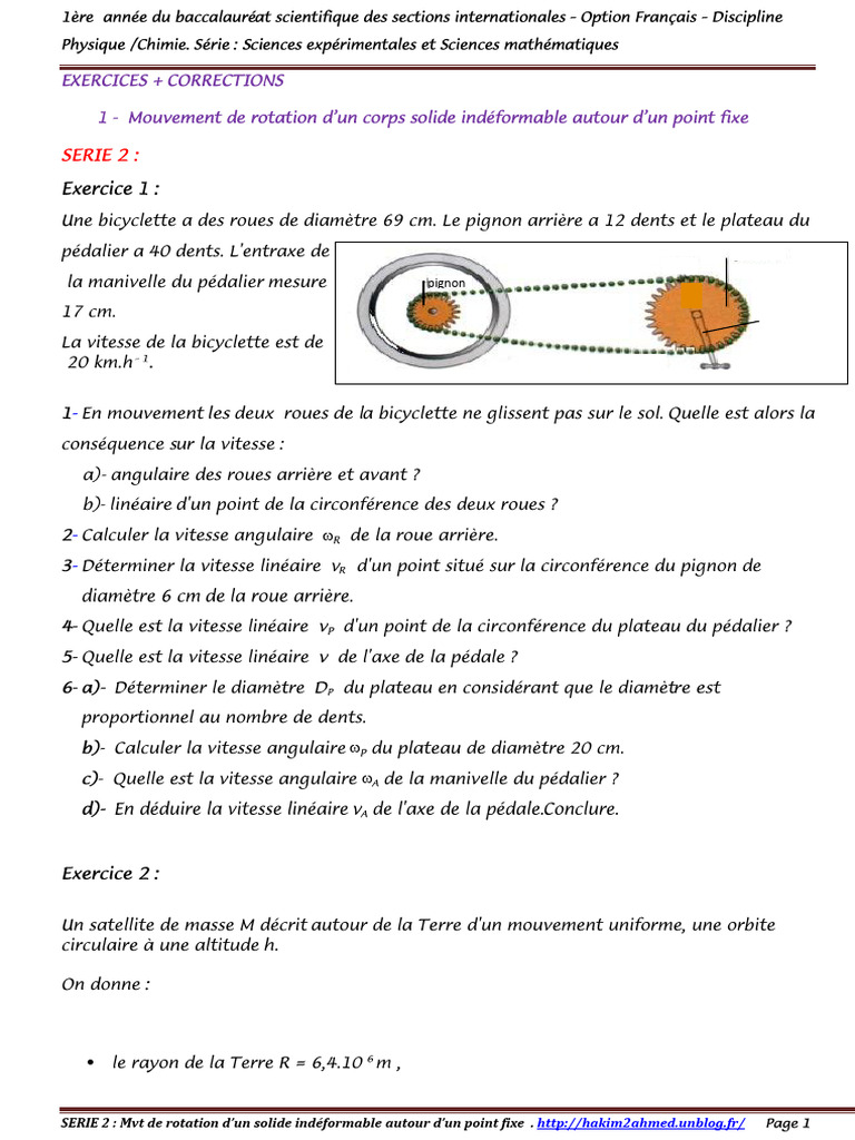 Mouvements de rotation : exercices et corrections | PDF | Physique ...