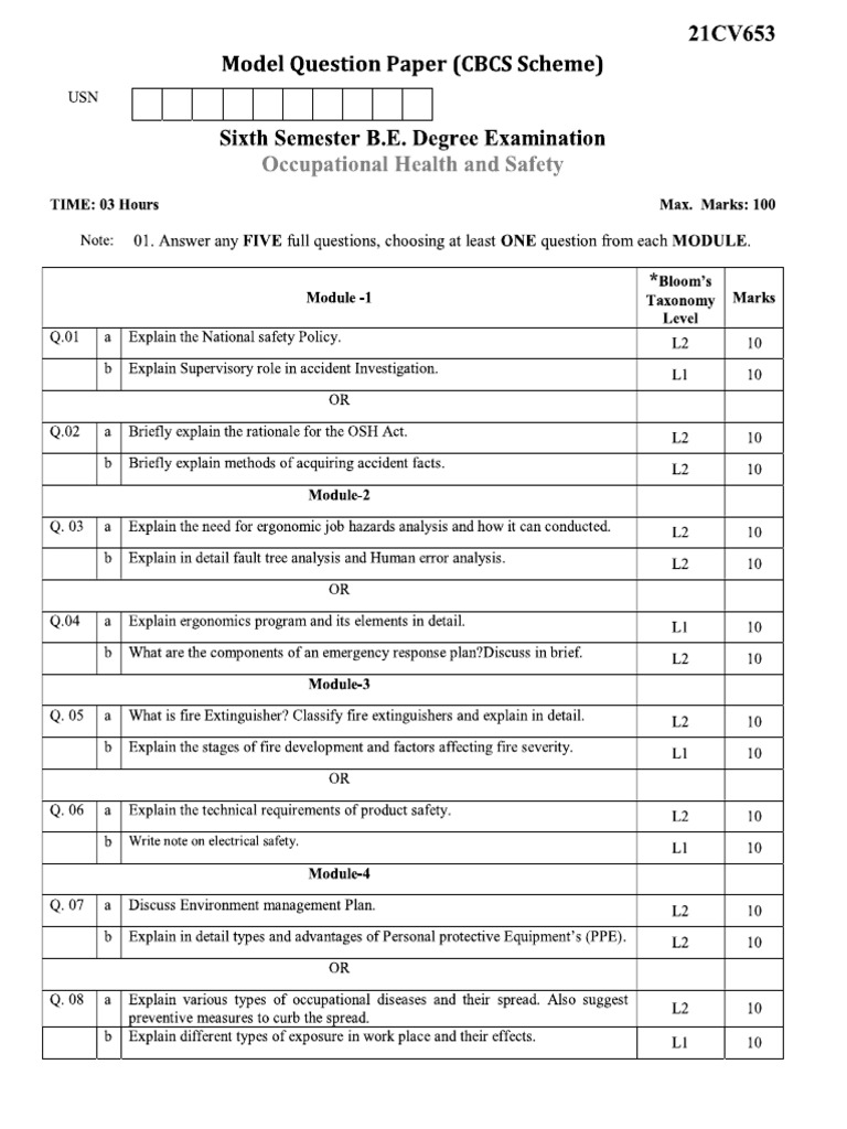 OSHM Model QP | PDF
