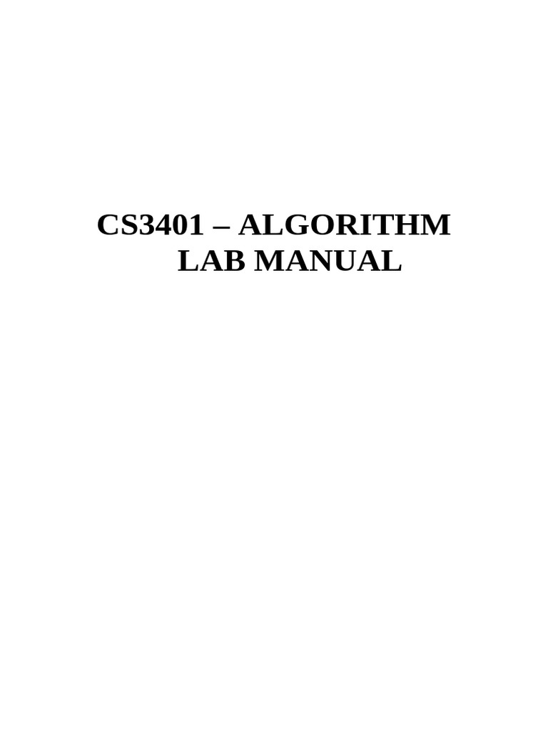 Algorithms Lab Manual | PDF