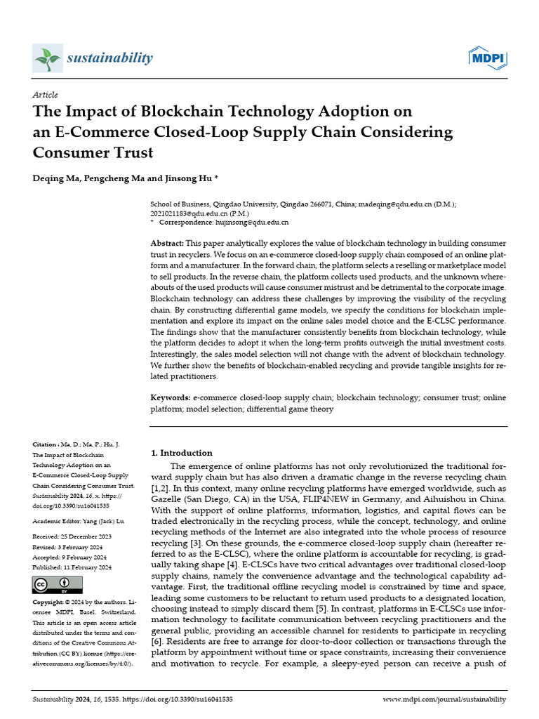 The Impact of Blockchain Technology Adoption on An | PDF | Recycling ...