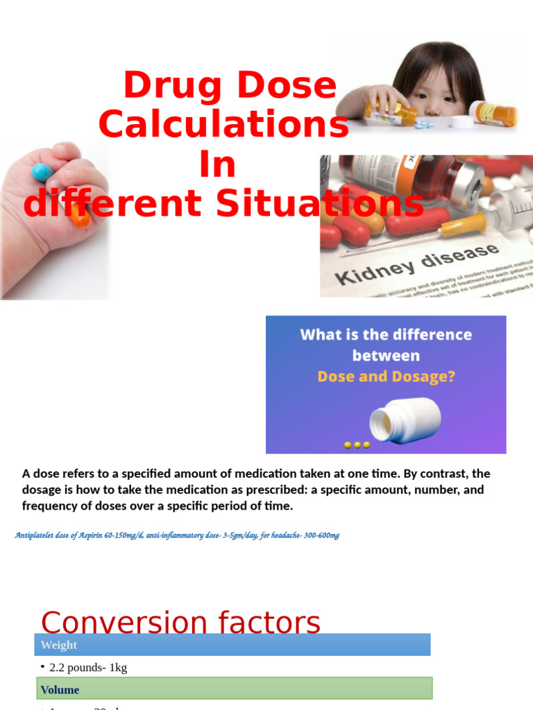 Drug Dose Calculations for Patients | PDF | Kidney | Clinical Medicine