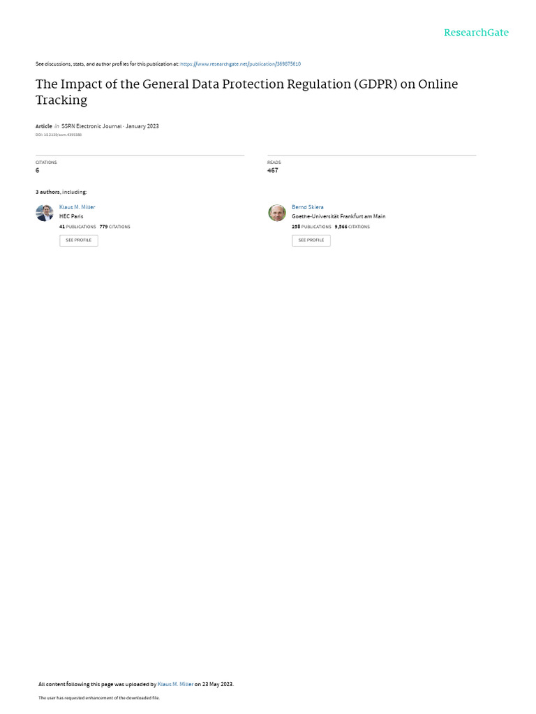 The Impact of the General Data Protection Regulation (GDPR) on Online ...