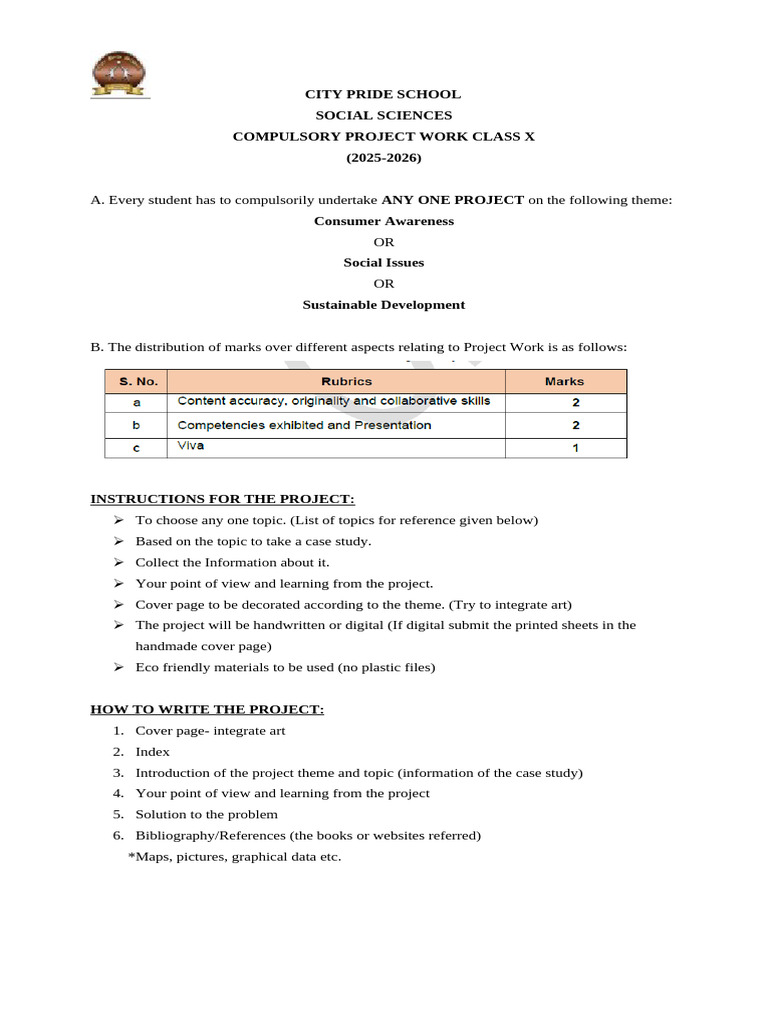 Class X Project Themes Guide 2025-2026 | PDF | Social Policy | Economies